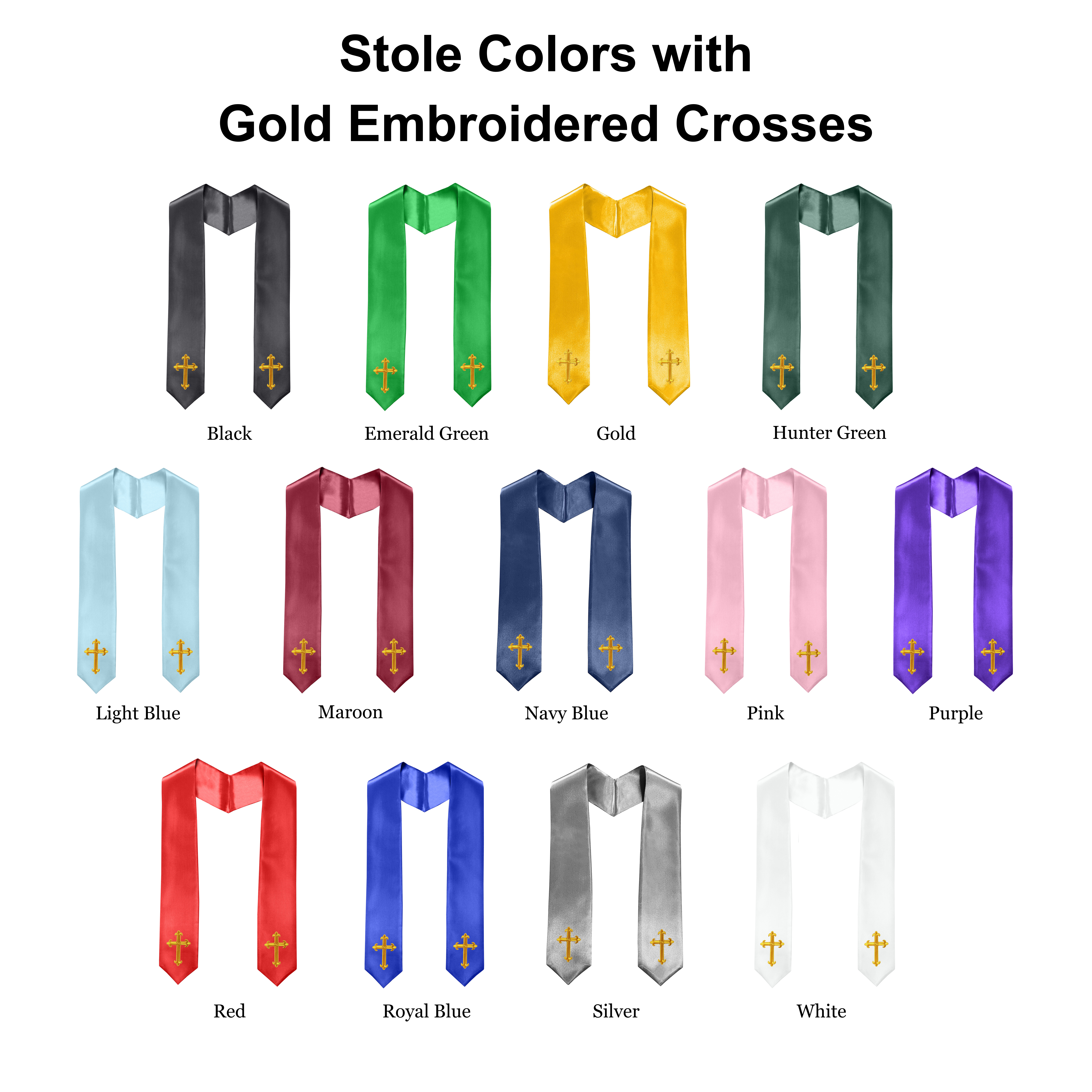 Graduation Stoles | All Colors Patterns In Stock | Satin Stoles